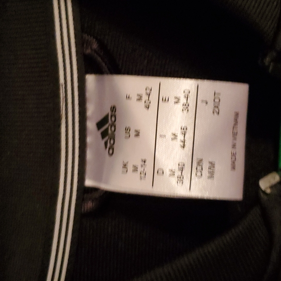 adidas | Jackets & Coats | Adidas Black Jacket White Stripe Sleeves M ...